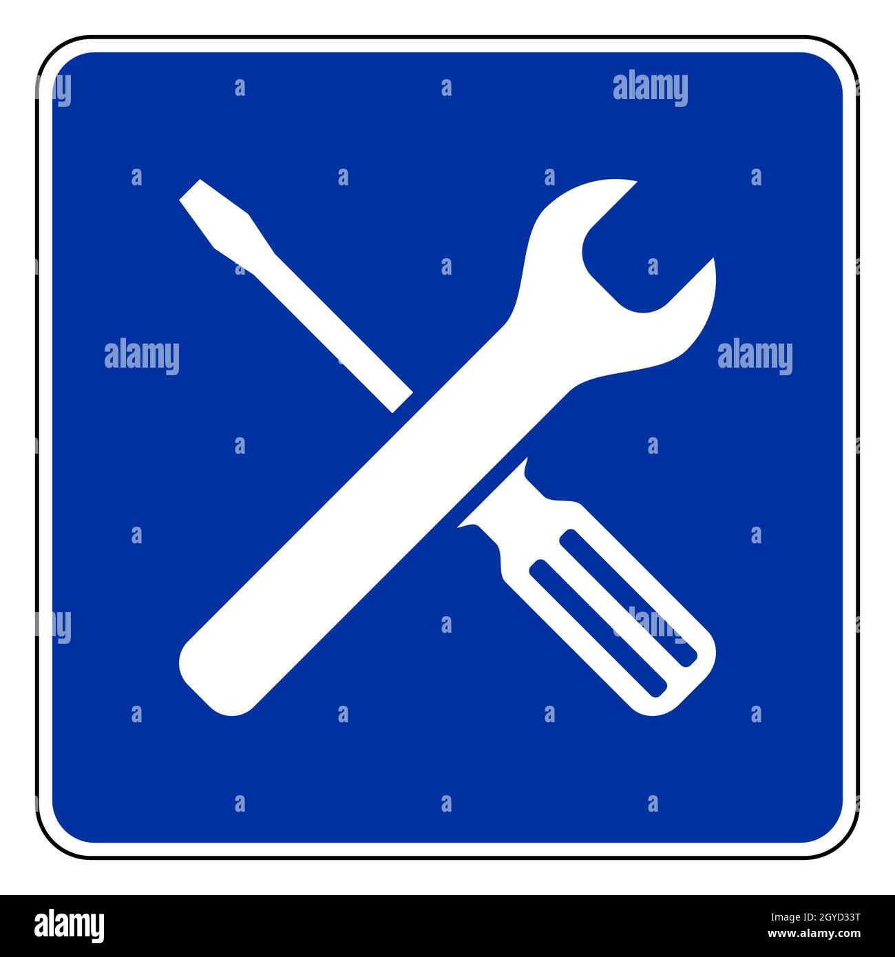 Tools and road sign Stock Photo - Alamy