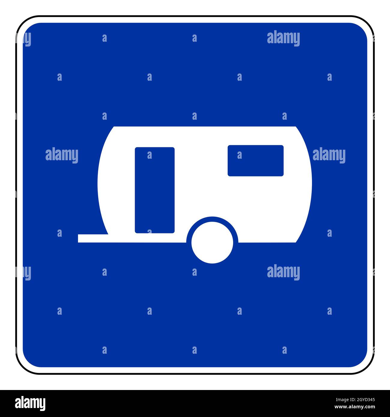 Trailer and road sign Stock Photo - Alamy