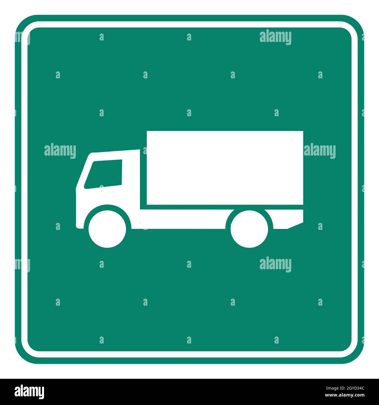 Truck and road sign Stock Photo - Alamy