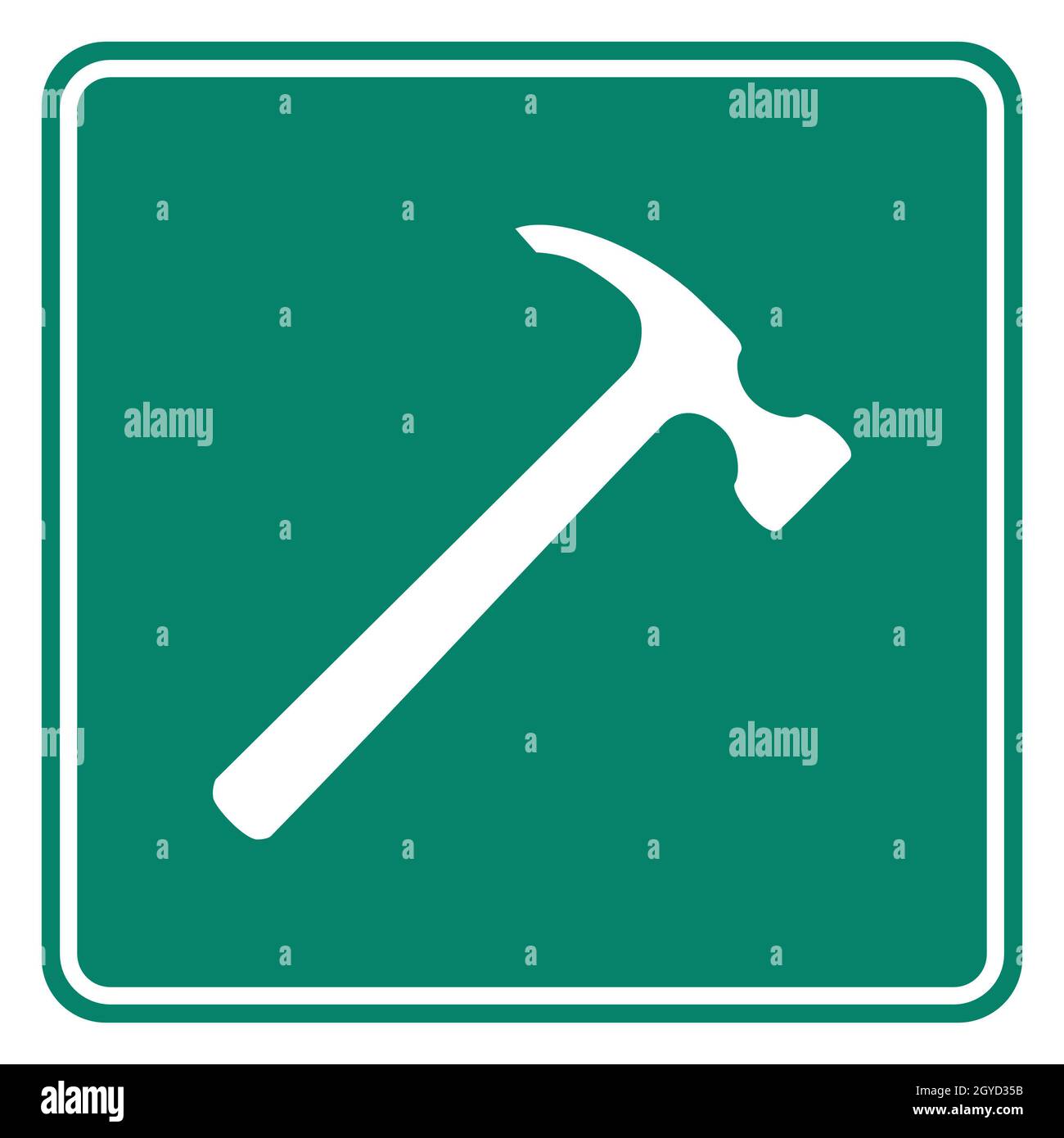 Hammer and road sign Stock Photo - Alamy