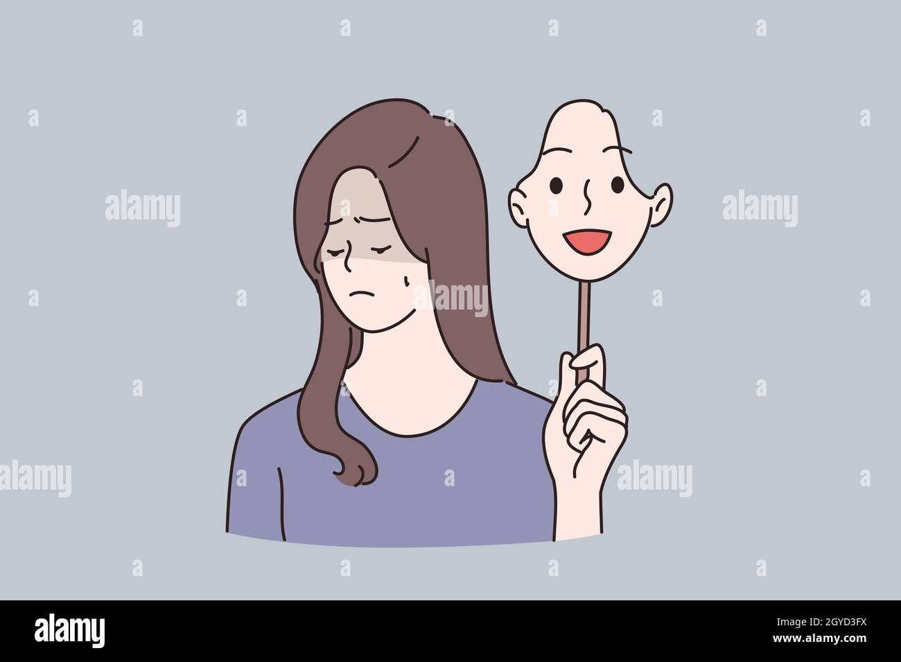 Mood changes, Schizophrenia and mental problems concept. Portrait of ...