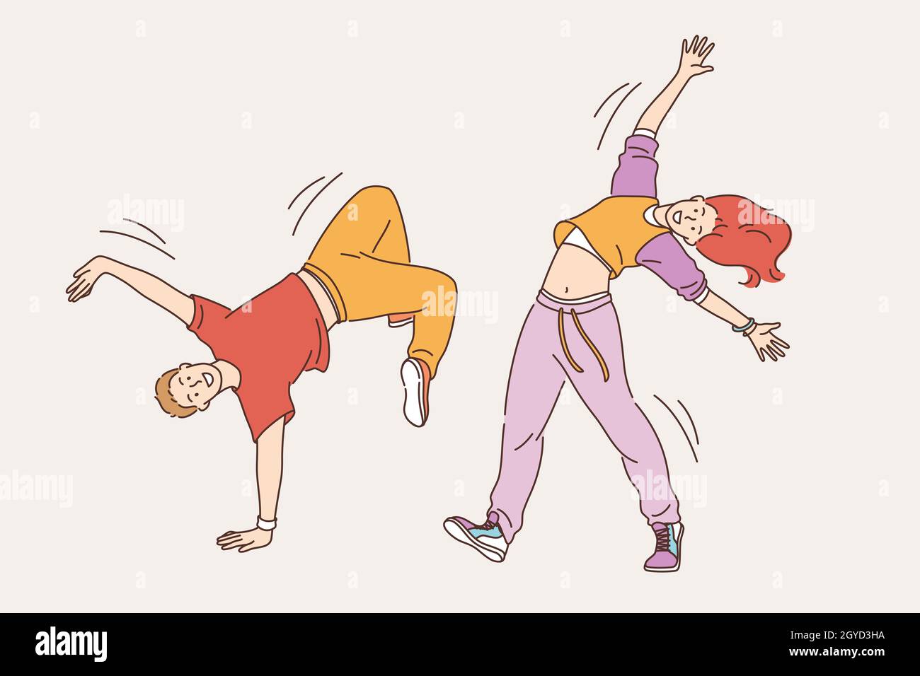 Feeling positive and dancing concept. Young smiling cheerful girl and ...