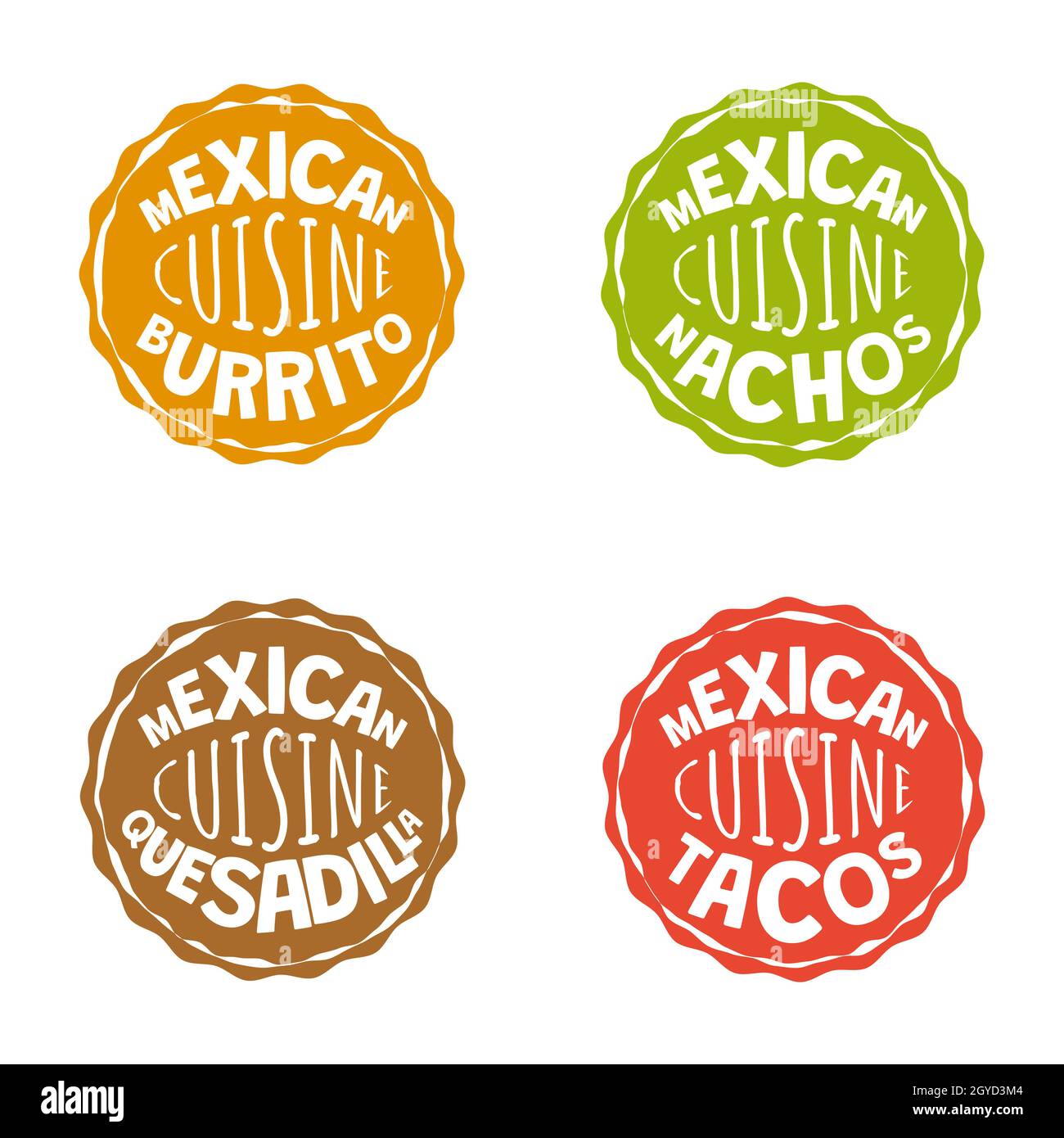 Mexican fast food badges of fastfood cafe or restaurant. Mexico cuisine ...