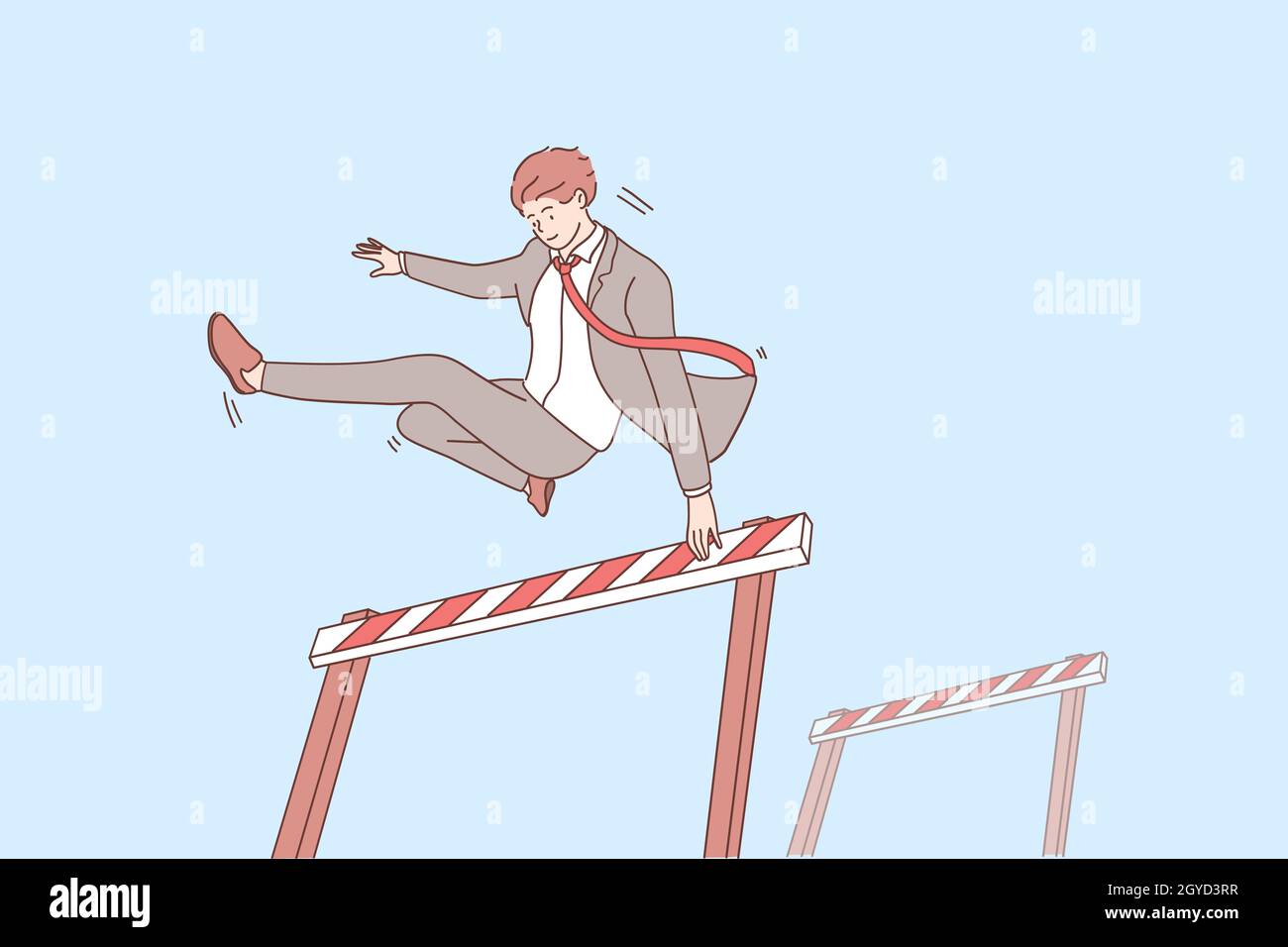 Overcoming obstacles and leadership concept. Young confident smiling ...