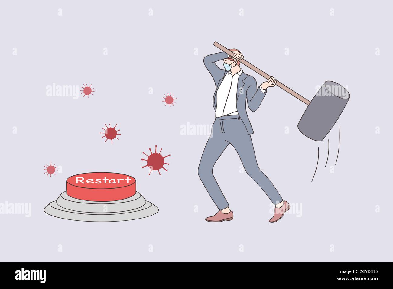 Restarting business after COVID-19 lockdown concept. Businessman in ...