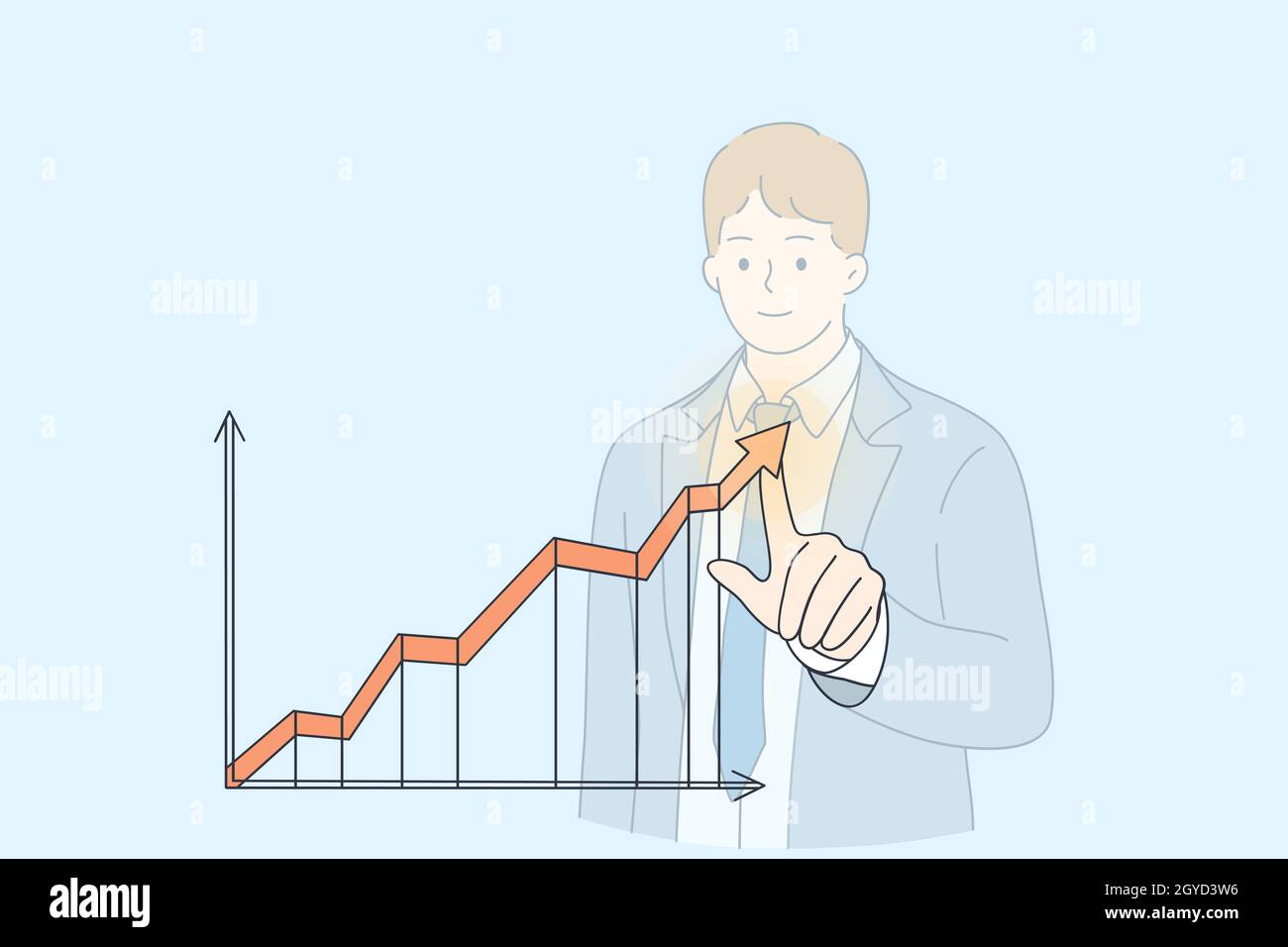 Business success, development, growth concept. Young businessman ...