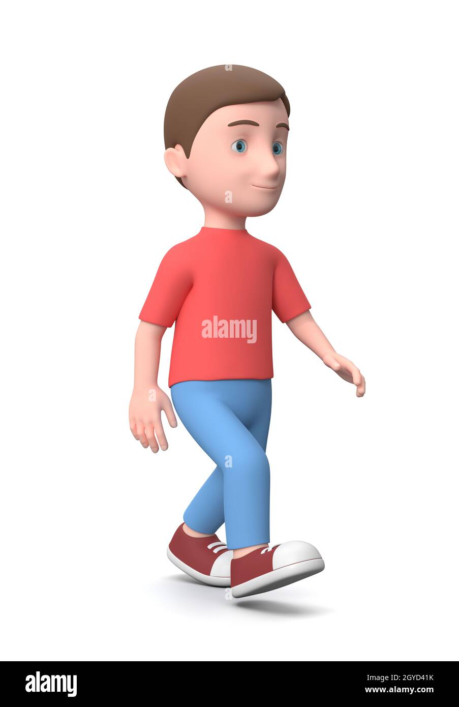 Smiling Young Kid Walking. 3D Cartoon Character Isolated on White ...