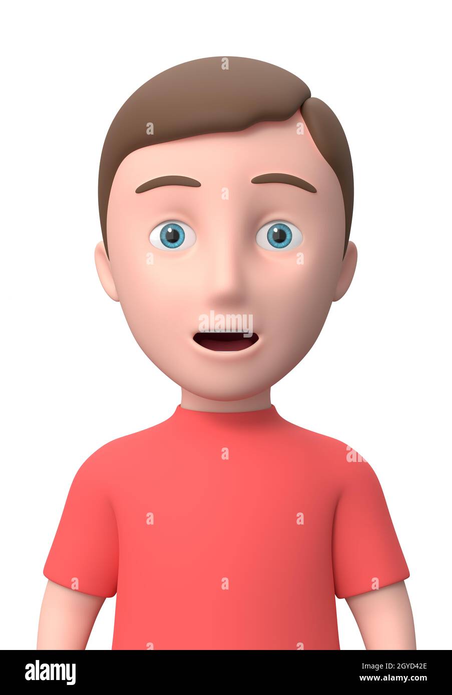Portrait of Young Kid Amazed. 3D Cartoon Character Isolated on White ...