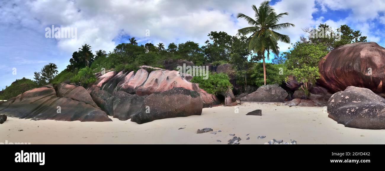 Stunning high resolution beach panorama taken on the paradise islands ...