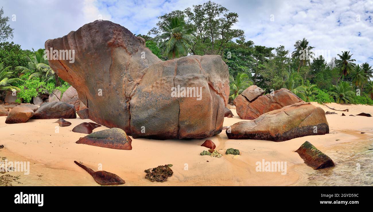 Stunning high resolution beach panorama taken on the paradise islands ...