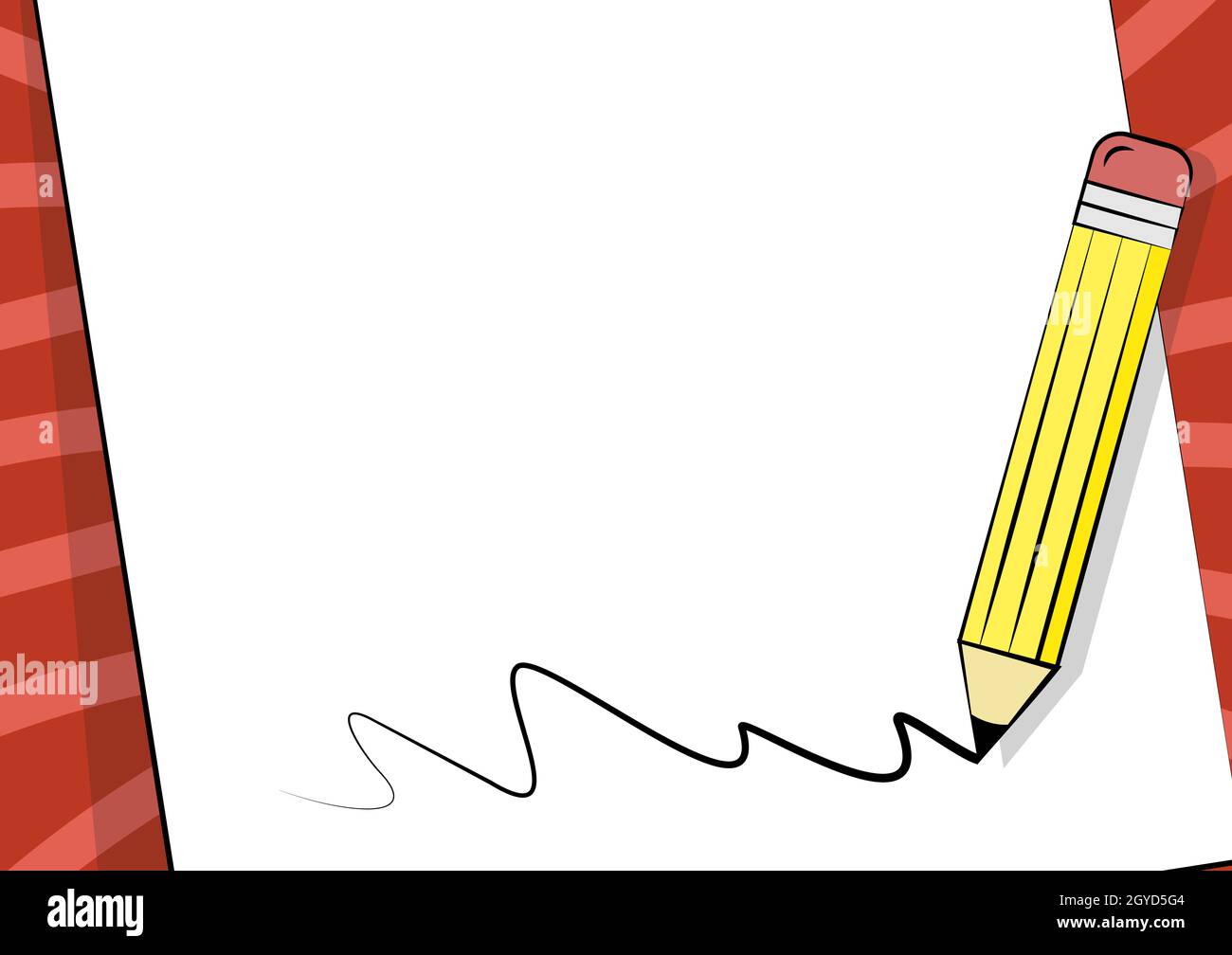 Pencil Drawing On Top Of Sheet Of Paper Scribble Drawing Line Stock ...