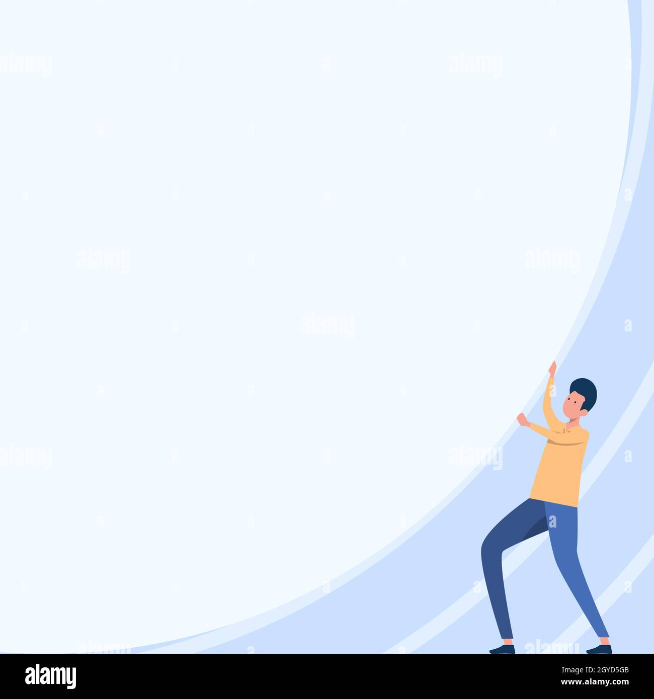 Gentleman Drawing Standing Pushing Big Circular Object Stock Photo - Alamy