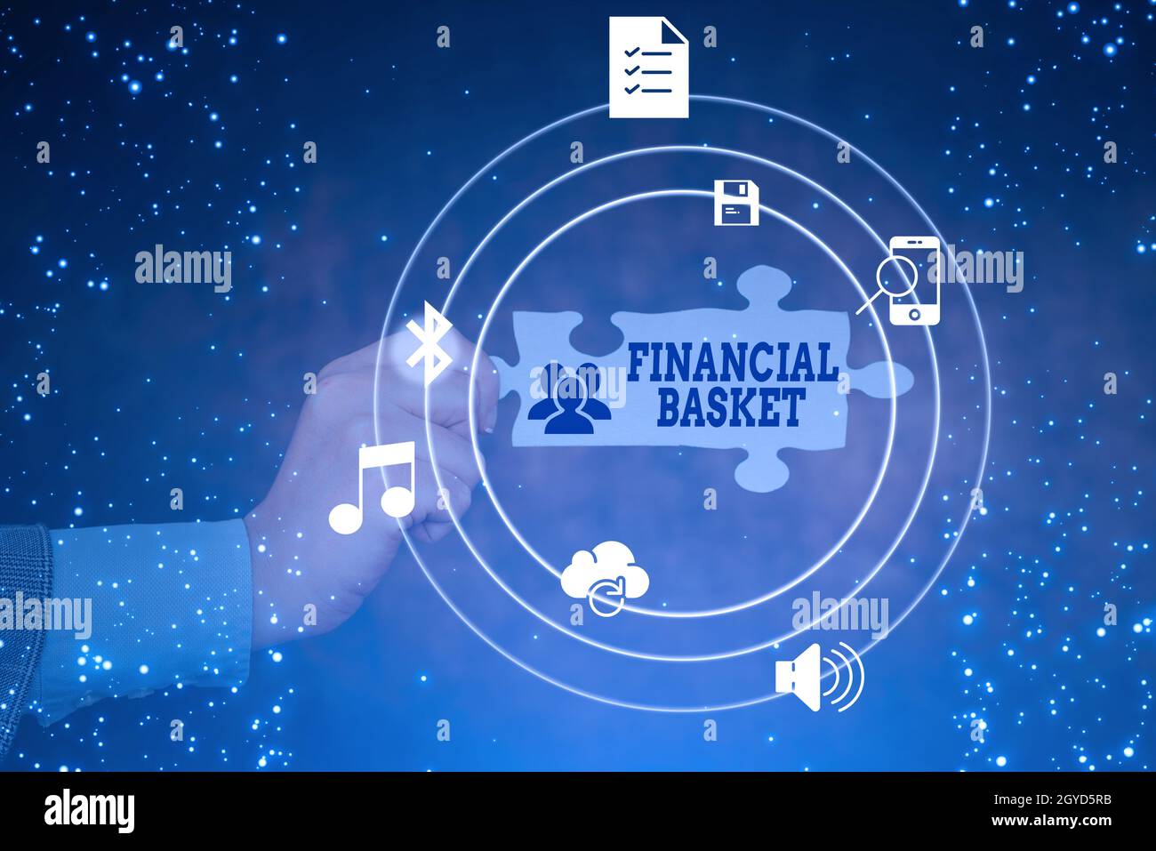 Conceptual display Financial Basket, Word Written on group of ...