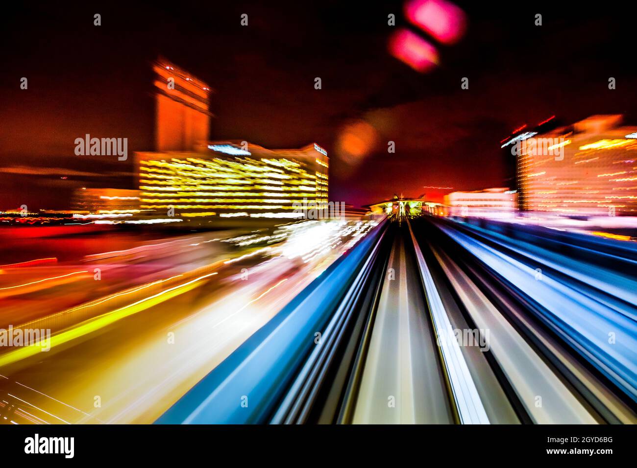 Long exposure from the Yurikamome Tokyo waterfront new traffic coastal ...