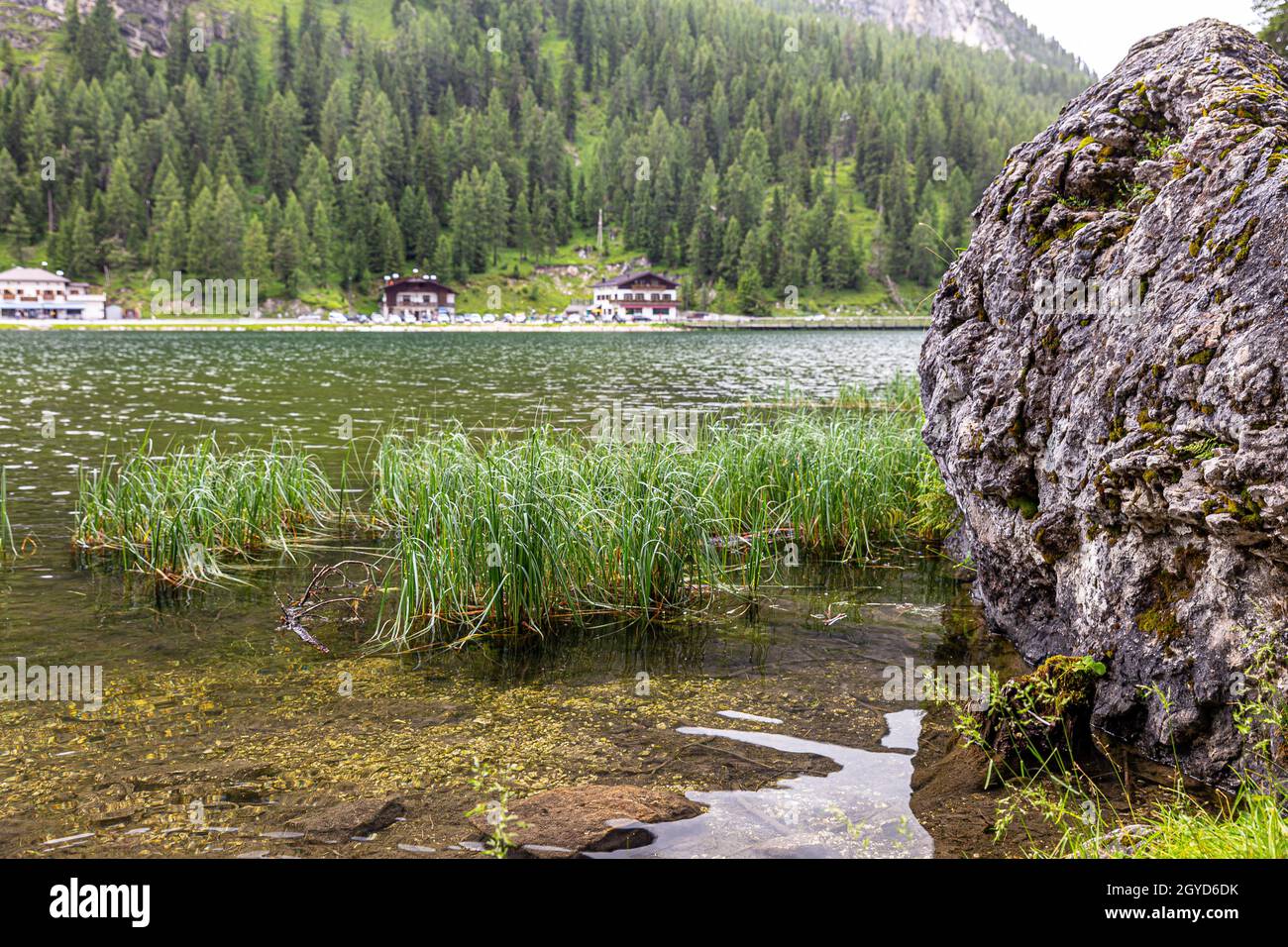 view of Lake Misurina is the largest natural lake of the Cadore Stock ...