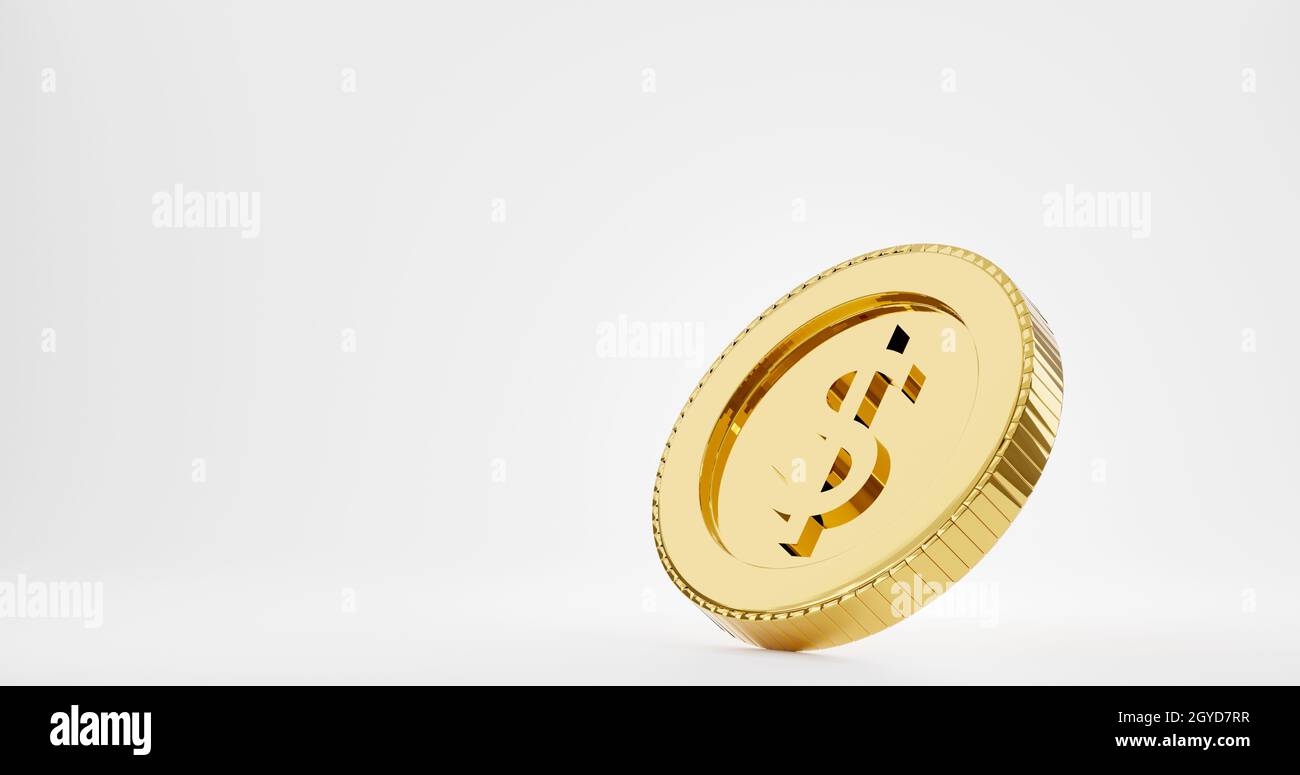 Realistic gold coin dollar sign, golden money one coin isolated on ...