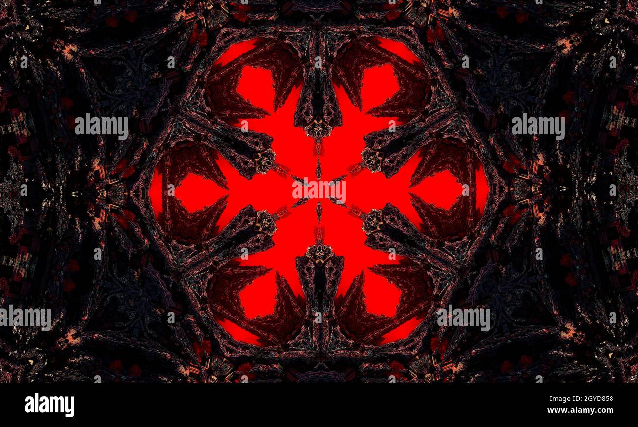 Digital visualization of a vampire sign. Bloody kaleidoscope Stock ...