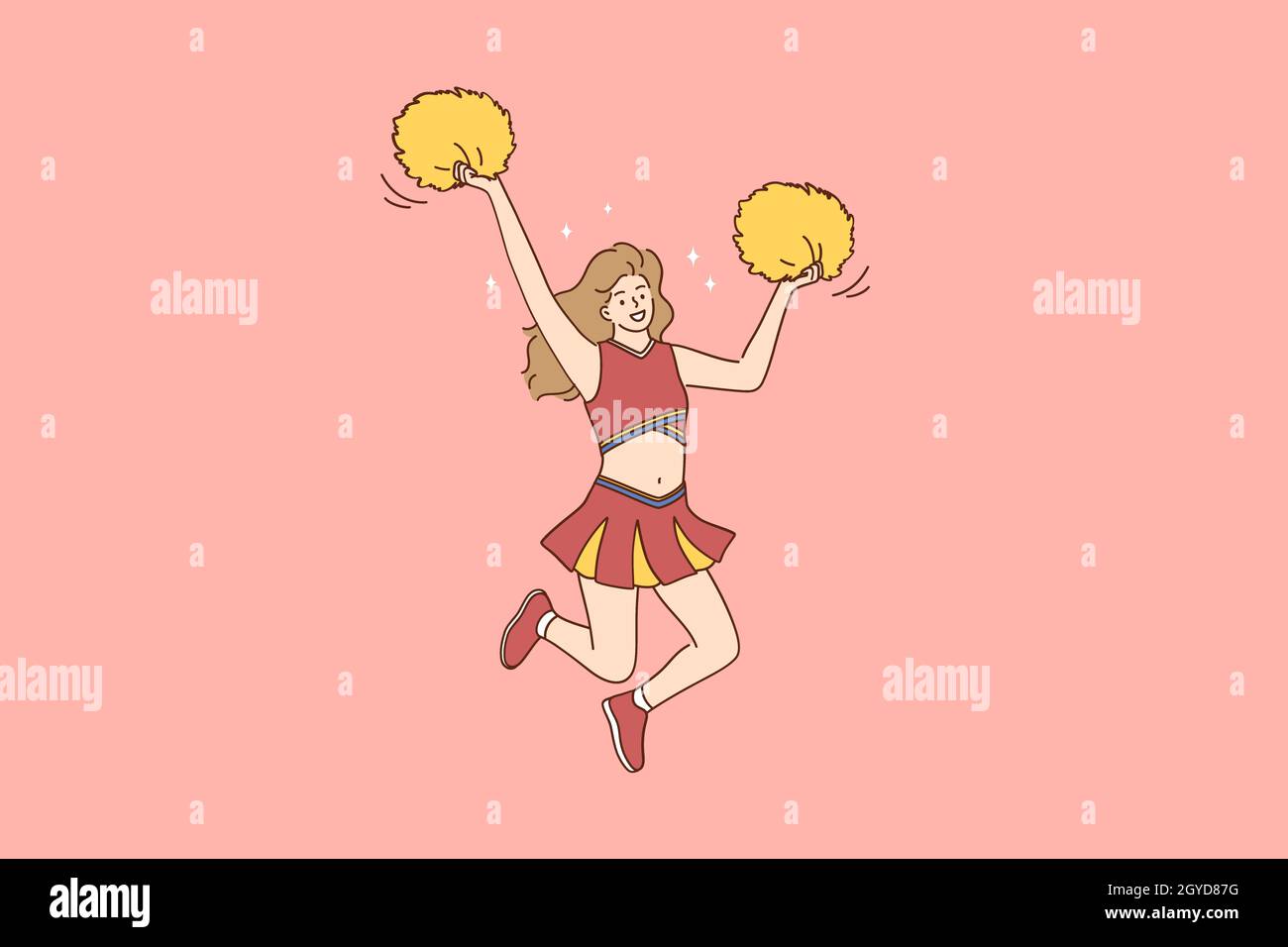 Cheerleading and sport concept. Young beautiful smiling girl ...