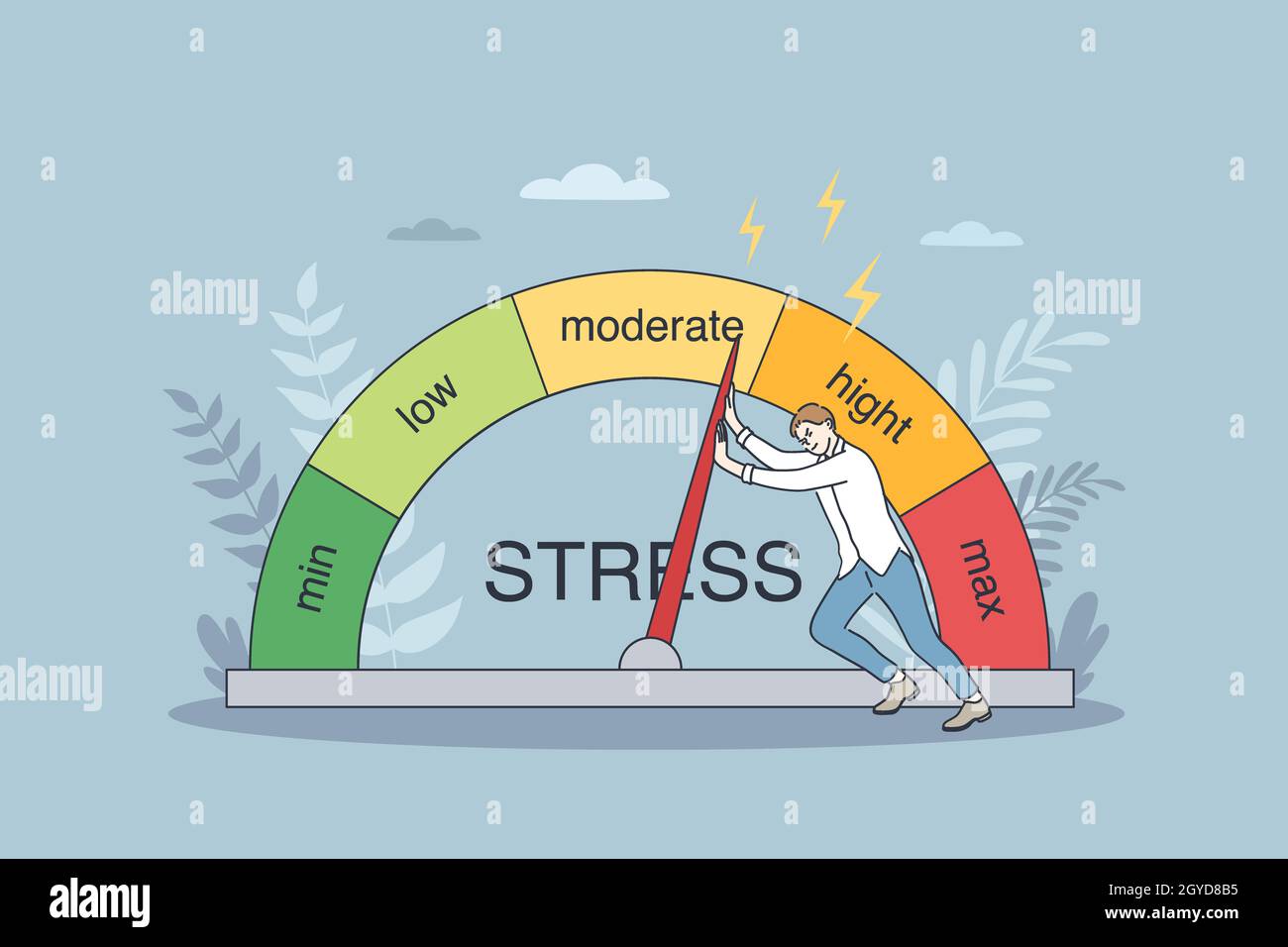 Emotional overload and burnout concept. Young businessman cartoon ...