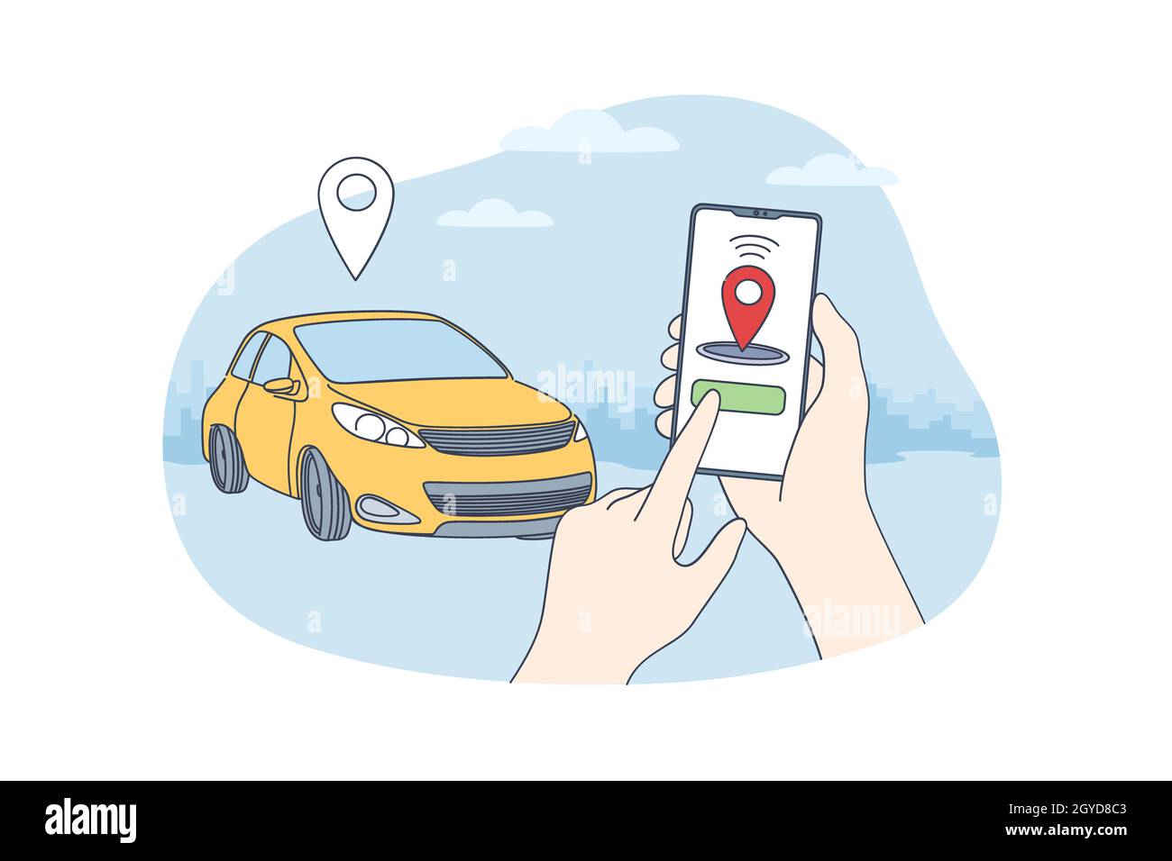 Mobile application ride share Cut Out Stock Images & Pictures - Alamy