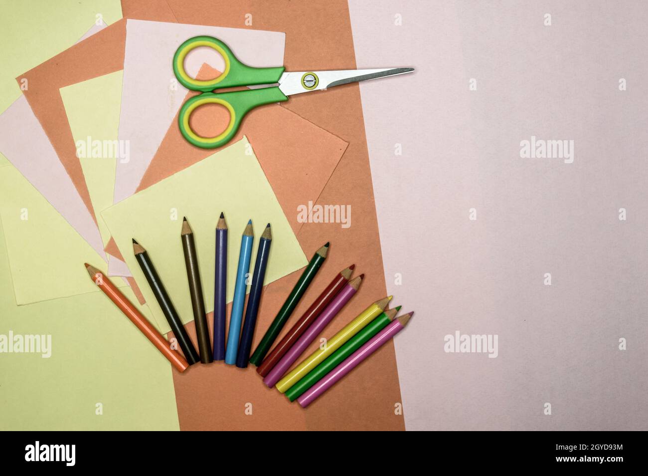 Colour paper, scissors, school stationery supplies, pencils, paint, and ...