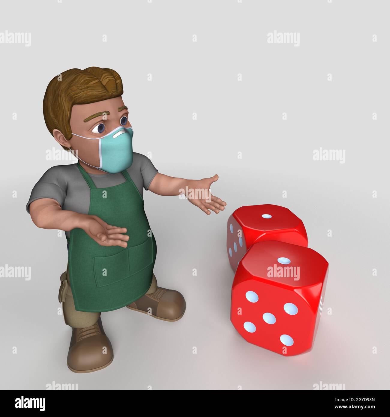 3D Render of Cartoon Shop Keeper Character Stock Photo - Alamy