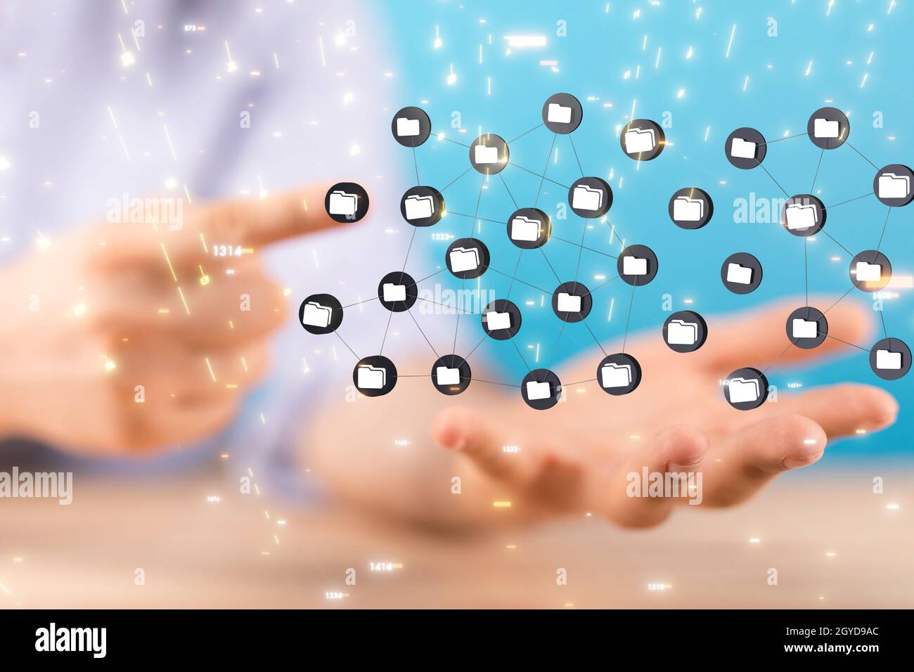Conceptual wallpaper with floating file icons Stock Photo - Alamy