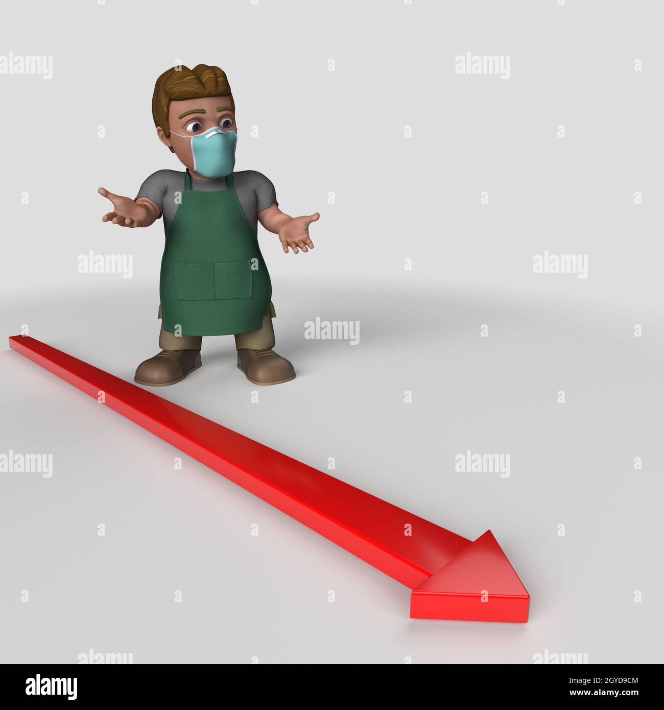 3D Render of Cartoon Shop Keeper Character Stock Photo - Alamy