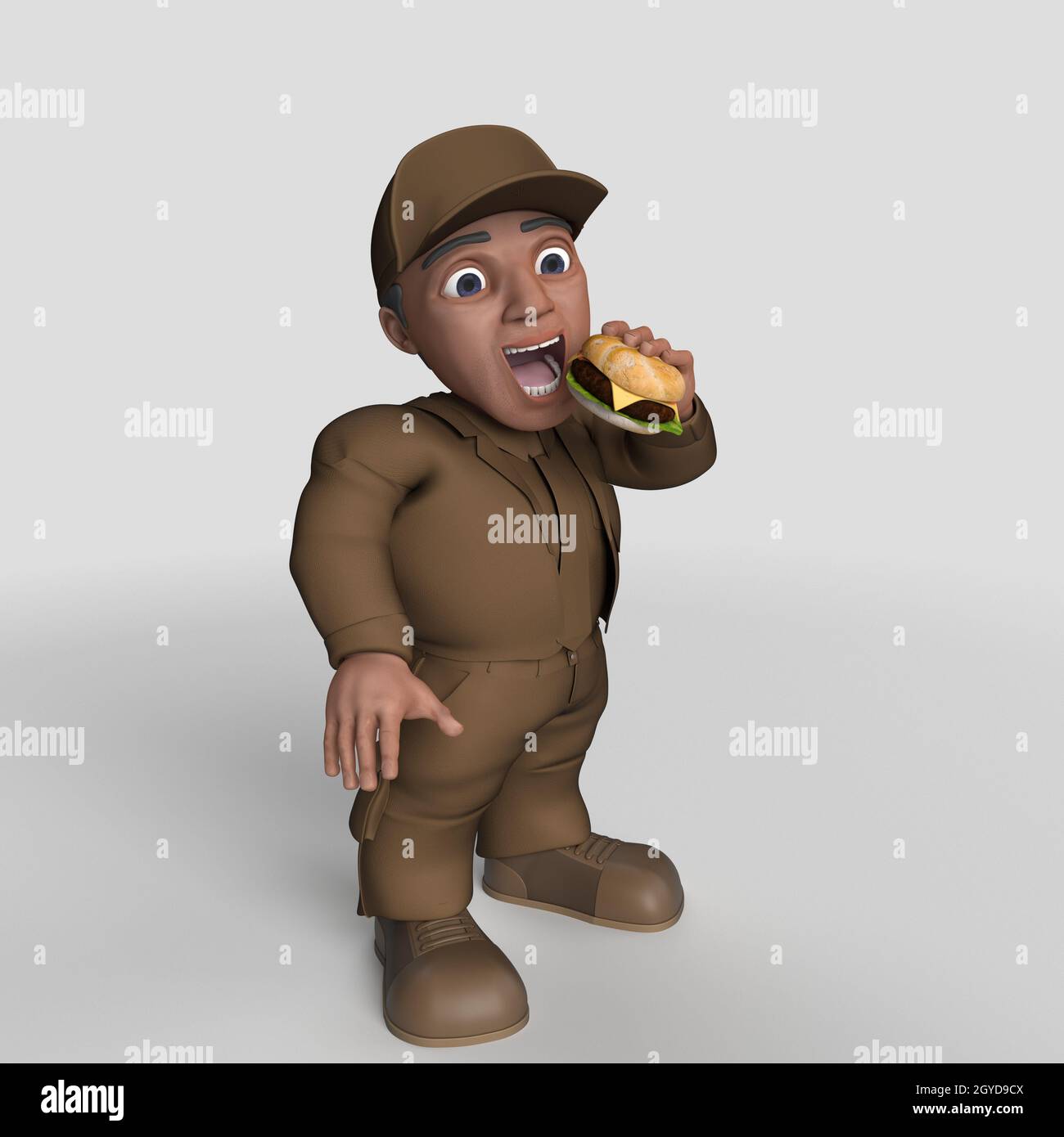 3D Render of Cartoon Delivery Driver Stock Photo - Alamy