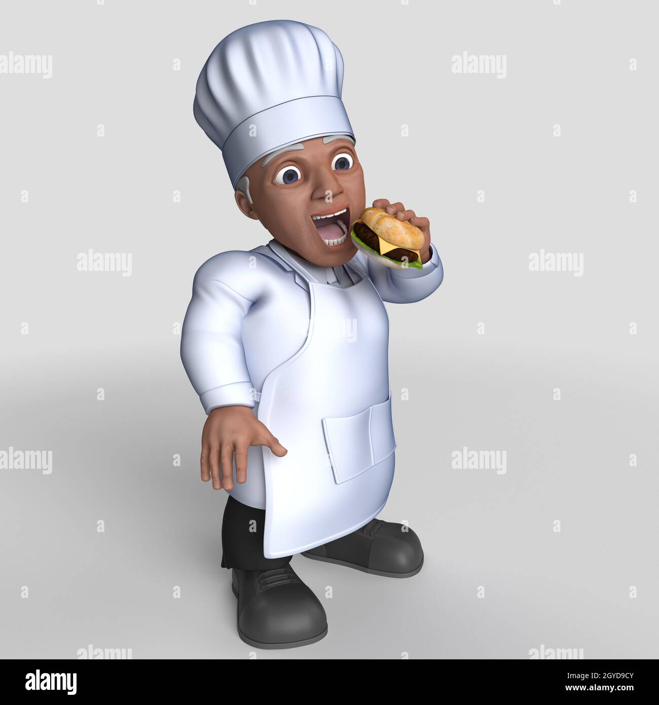 3D Render of Cartoon Baker Character Stock Photo - Alamy