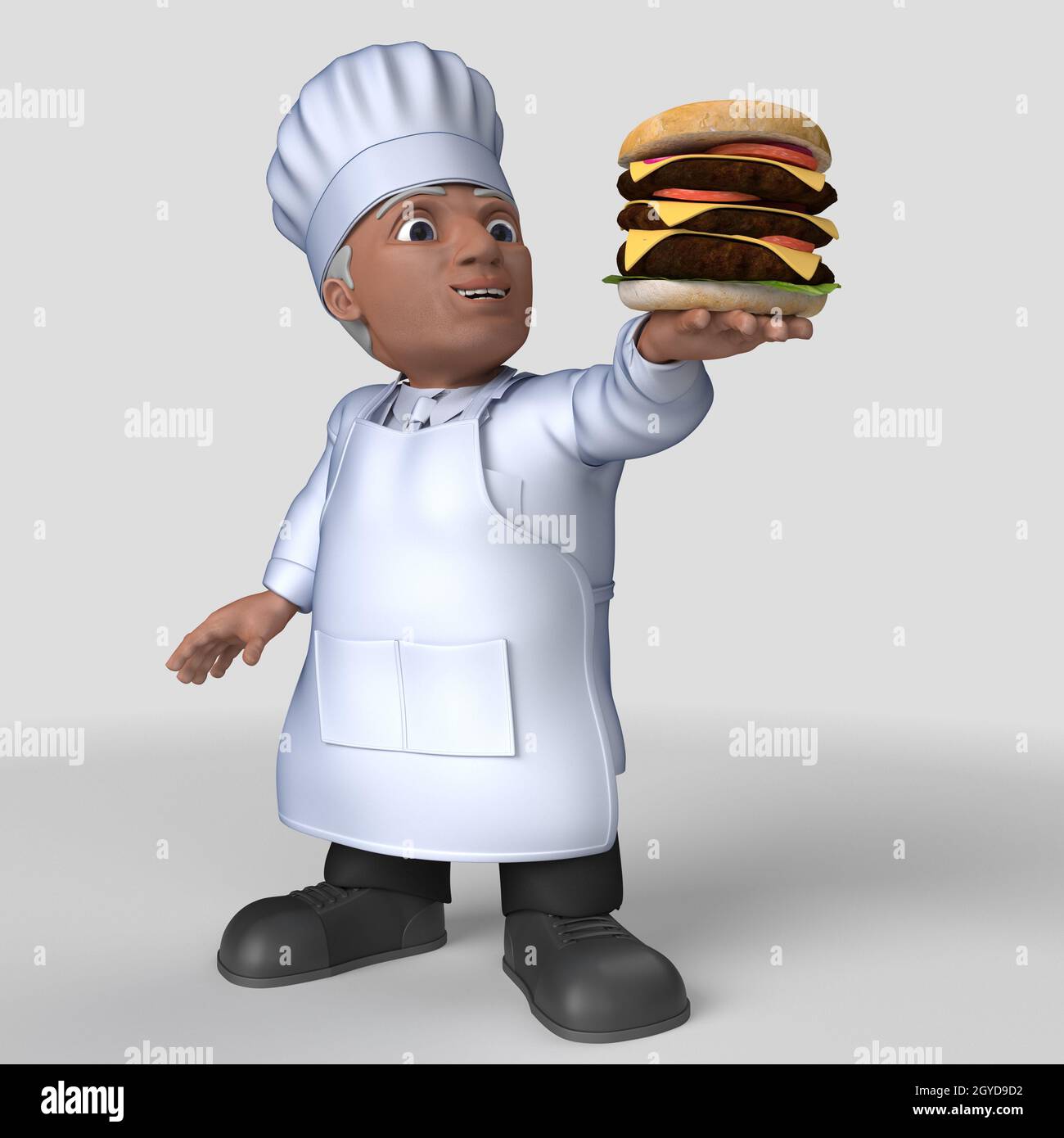 3D Render of Cartoon Baker Character Stock Photo - Alamy
