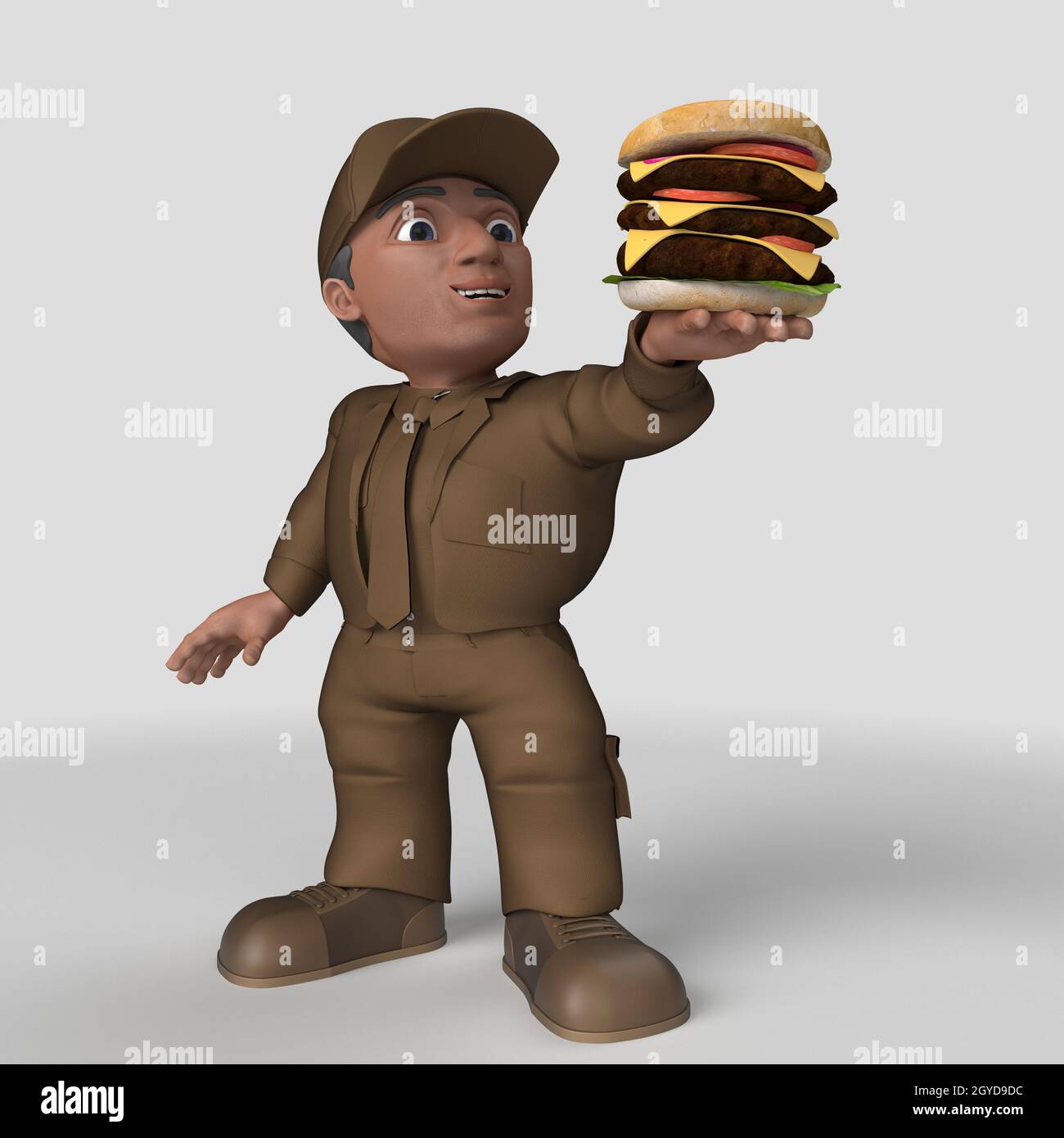 3D Render of Cartoon Delivery Driver Stock Photo - Alamy