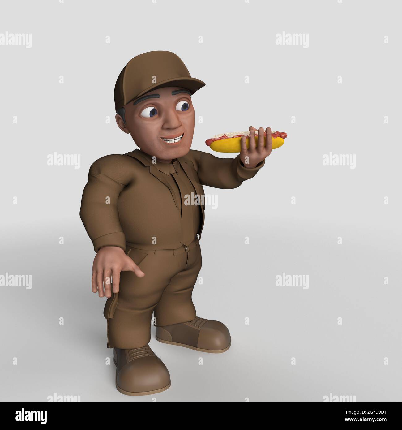 3D Render of Cartoon Delivery Driver Stock Photo - Alamy