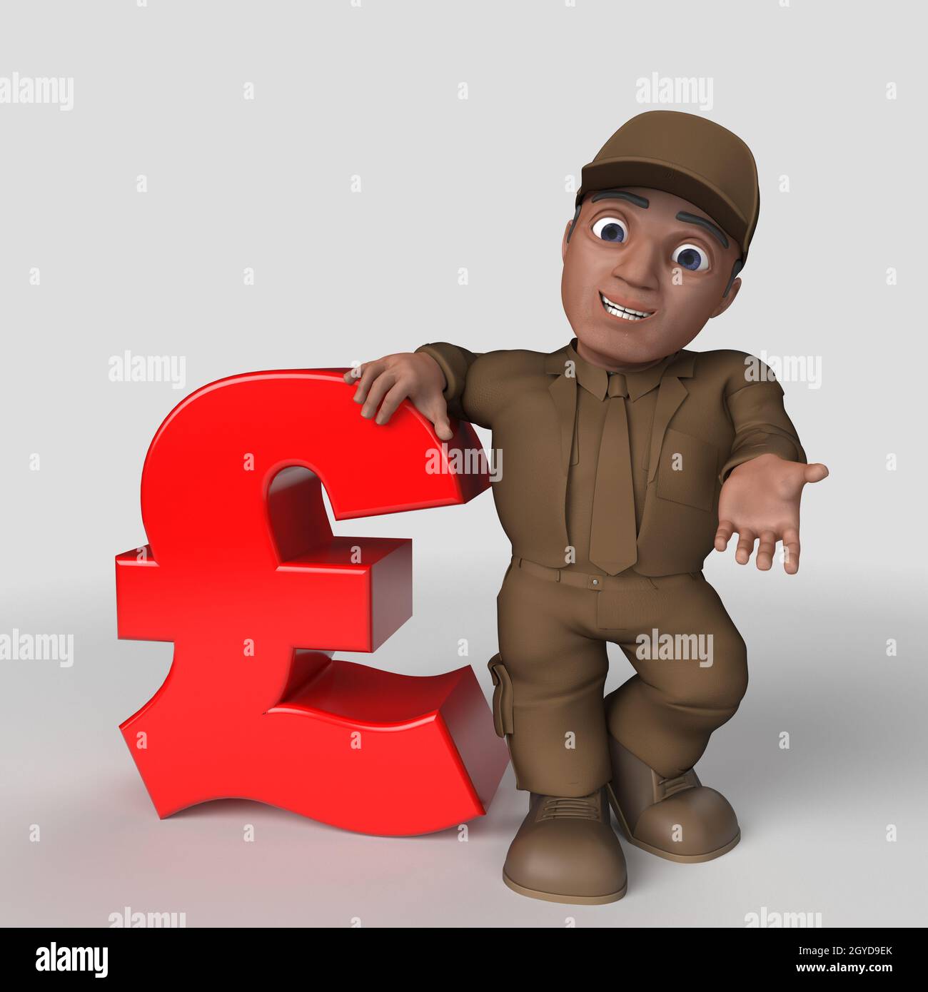 3D Render of Cartoon Delivery Driver Stock Photo - Alamy
