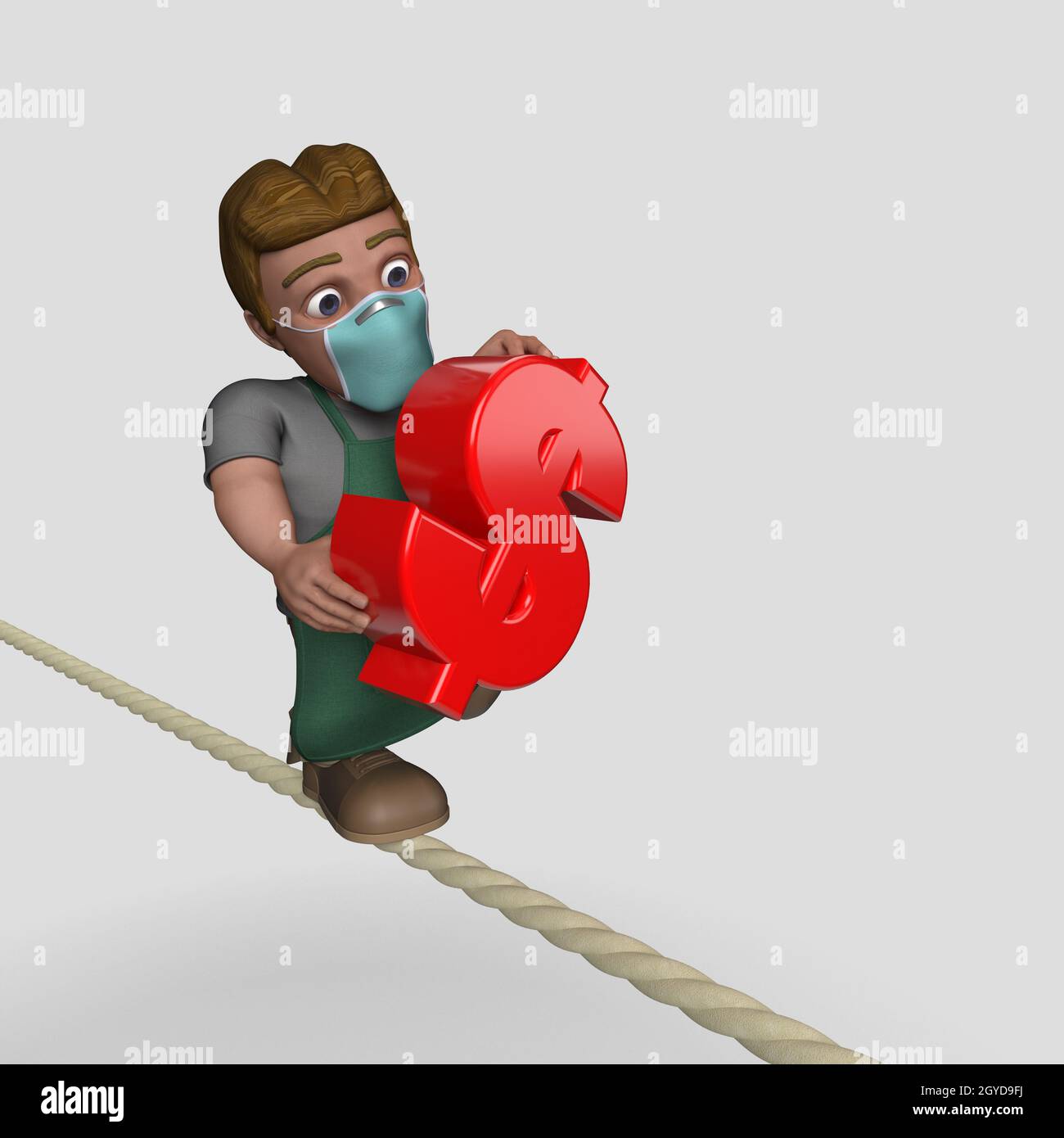 3D Render of Cartoon Shop Keeper Character Stock Photo - Alamy