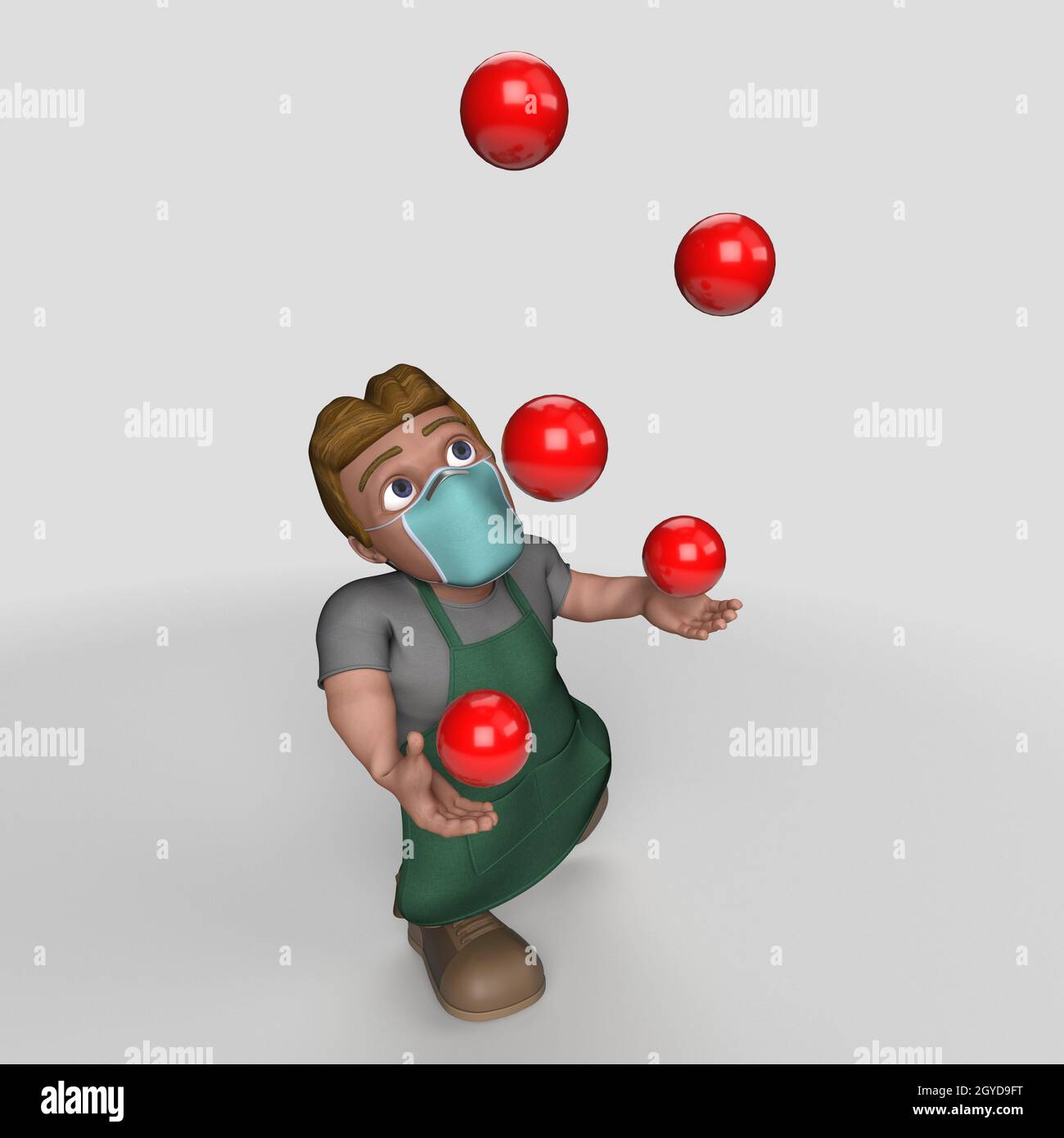 3D Render of Cartoon Shop Keeper Character Stock Photo - Alamy