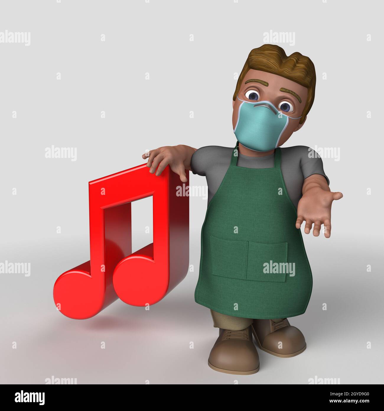 3D Render of Cartoon Shop Keeper Character Stock Photo - Alamy