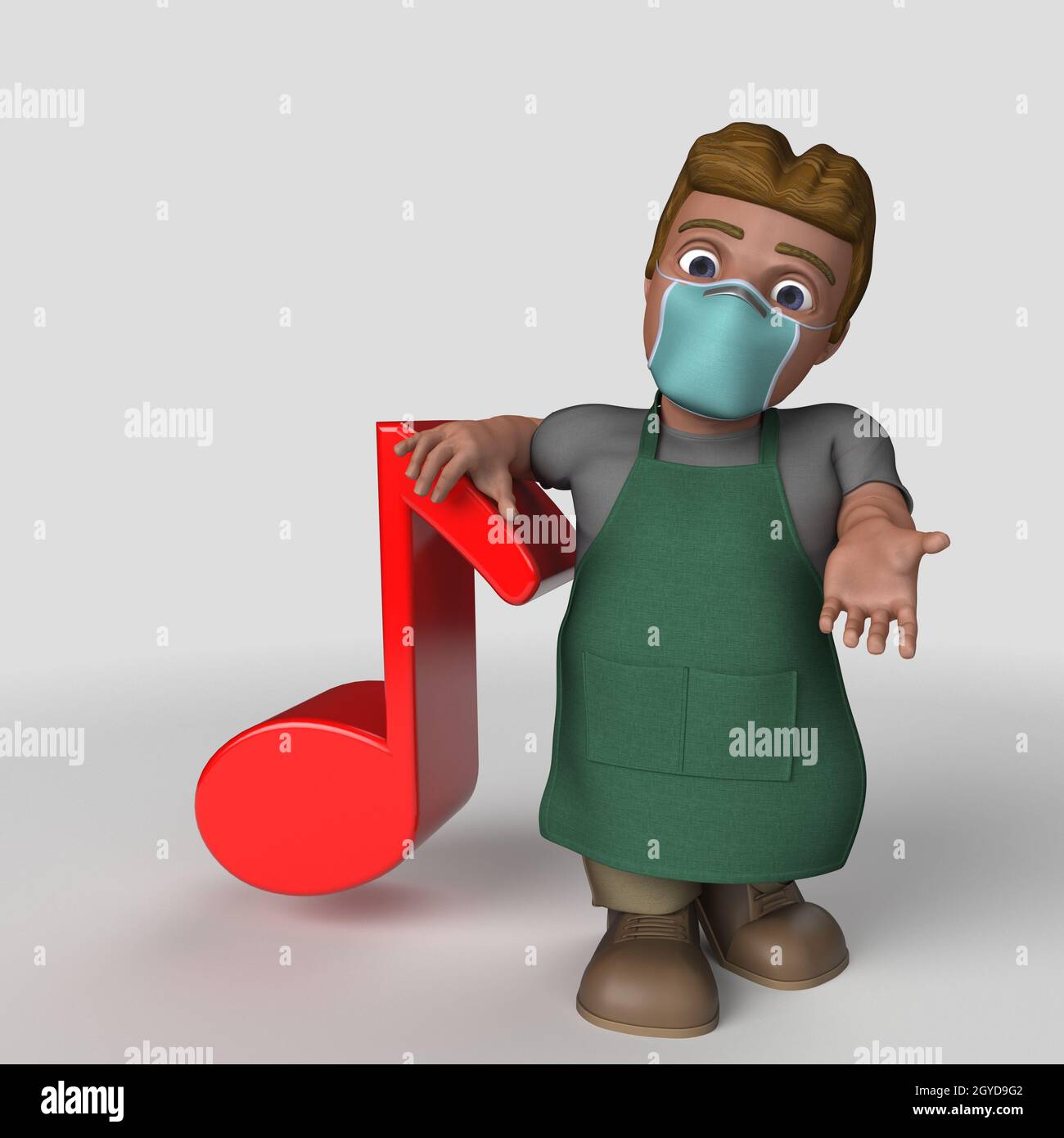 3D Render of Cartoon Shop Keeper Character Stock Photo - Alamy