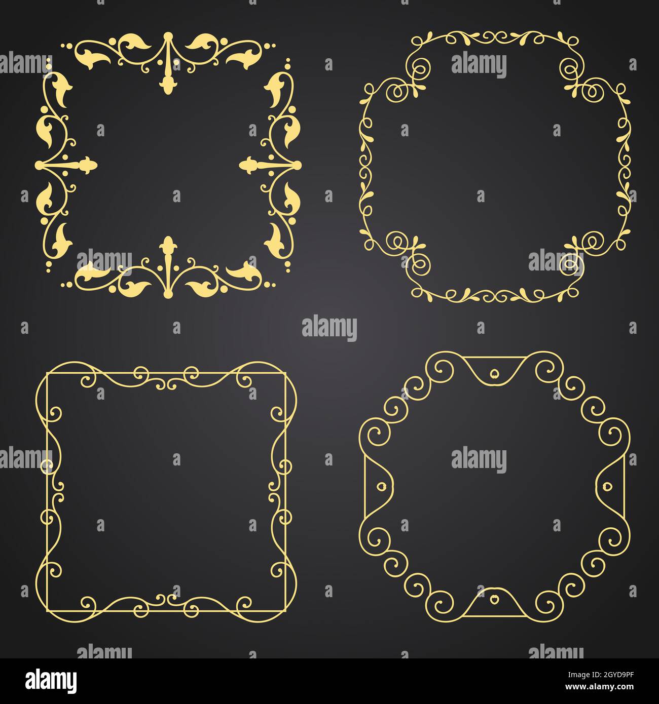 Gold decorative borders hi-res stock photography and images - Alamy