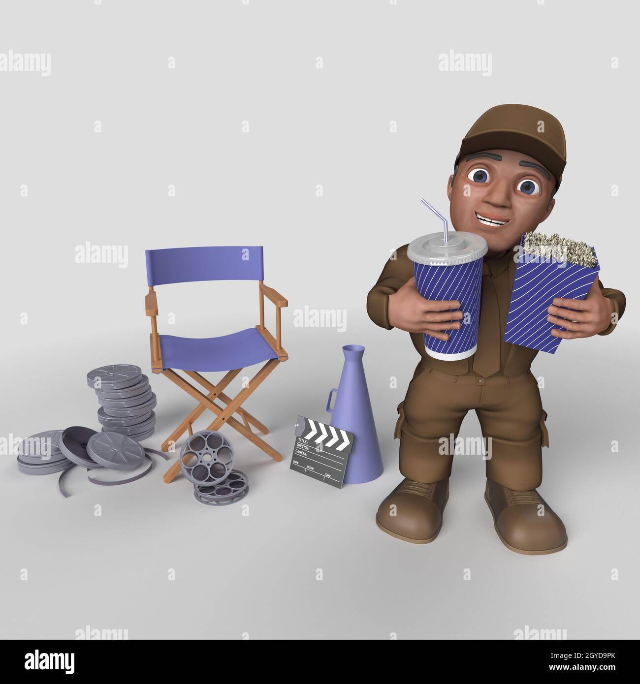 3D Render of Cartoon Delivery Driver Stock Photo - Alamy