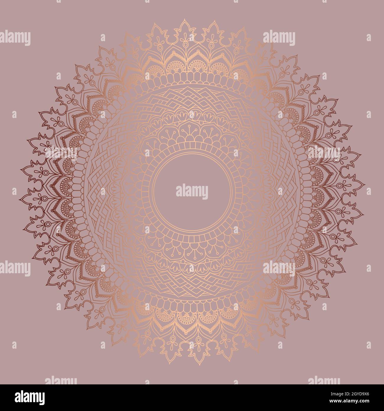 Decorative background with a rose gold mandala design Stock Photo - Alamy