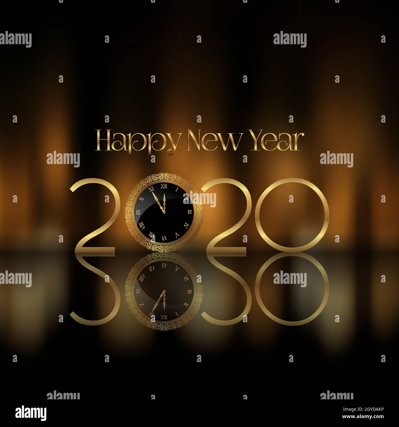 Happy New Year background with clock face showing time getting to ...