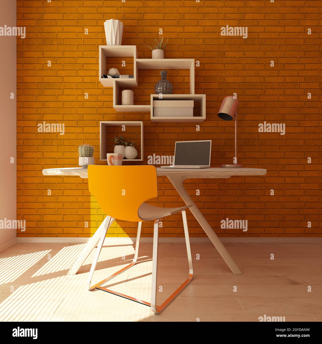 Render of a 3D modern home office Stock Photo - Alamy