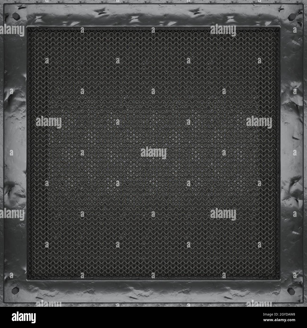 Render of 3D abstract background with metallic textures and metal ...