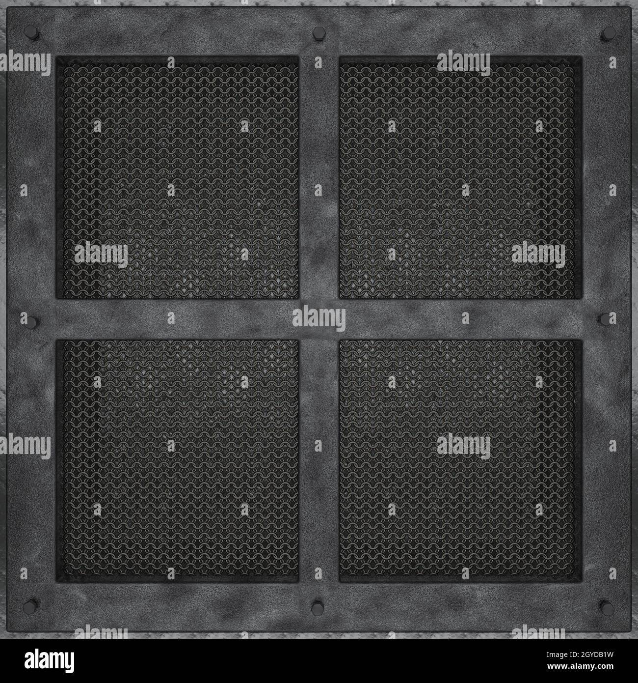 Render of 3D abstract background with metallic textures and metal ...