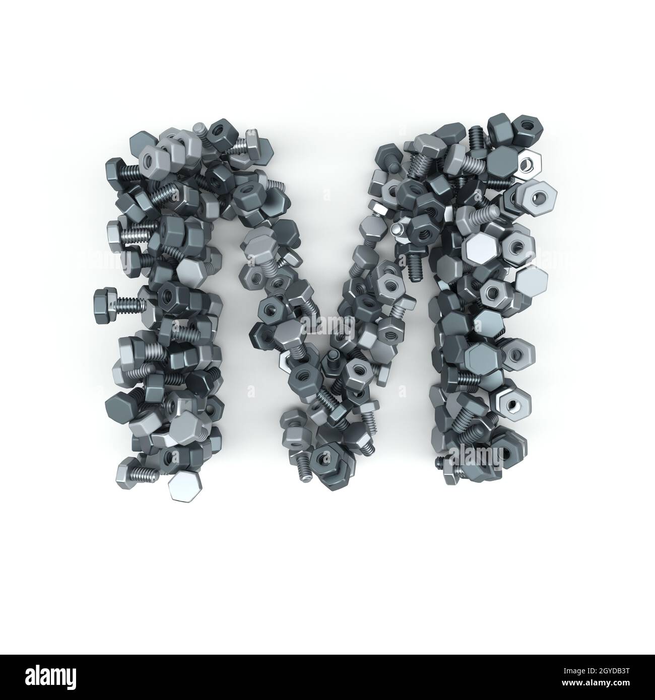 3D Render of Alphabet Letter of Nuts and Bolts Stock Photo - Alamy