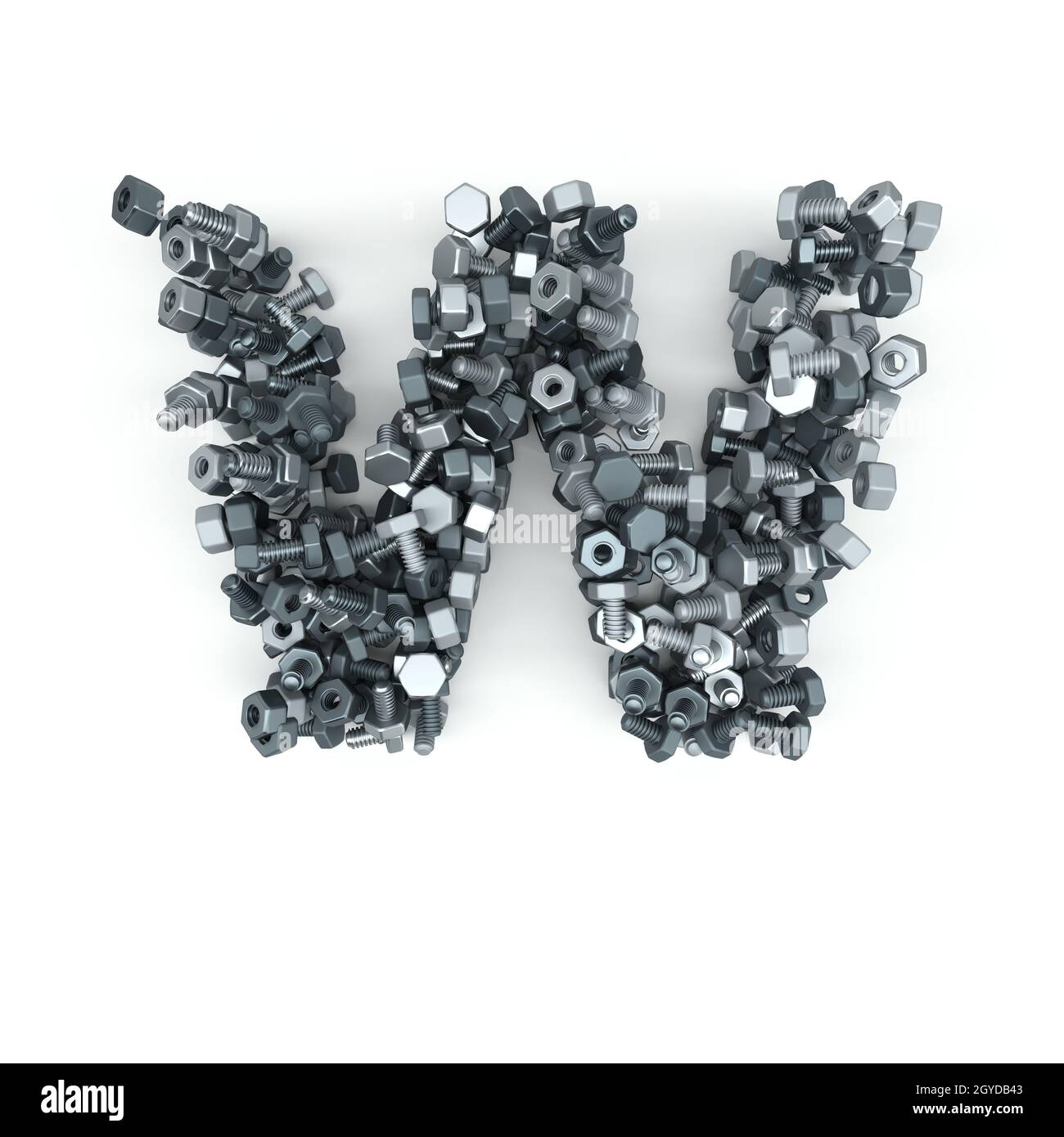 3D Render of Alphabet Letter of Nuts and Bolts Stock Photo - Alamy