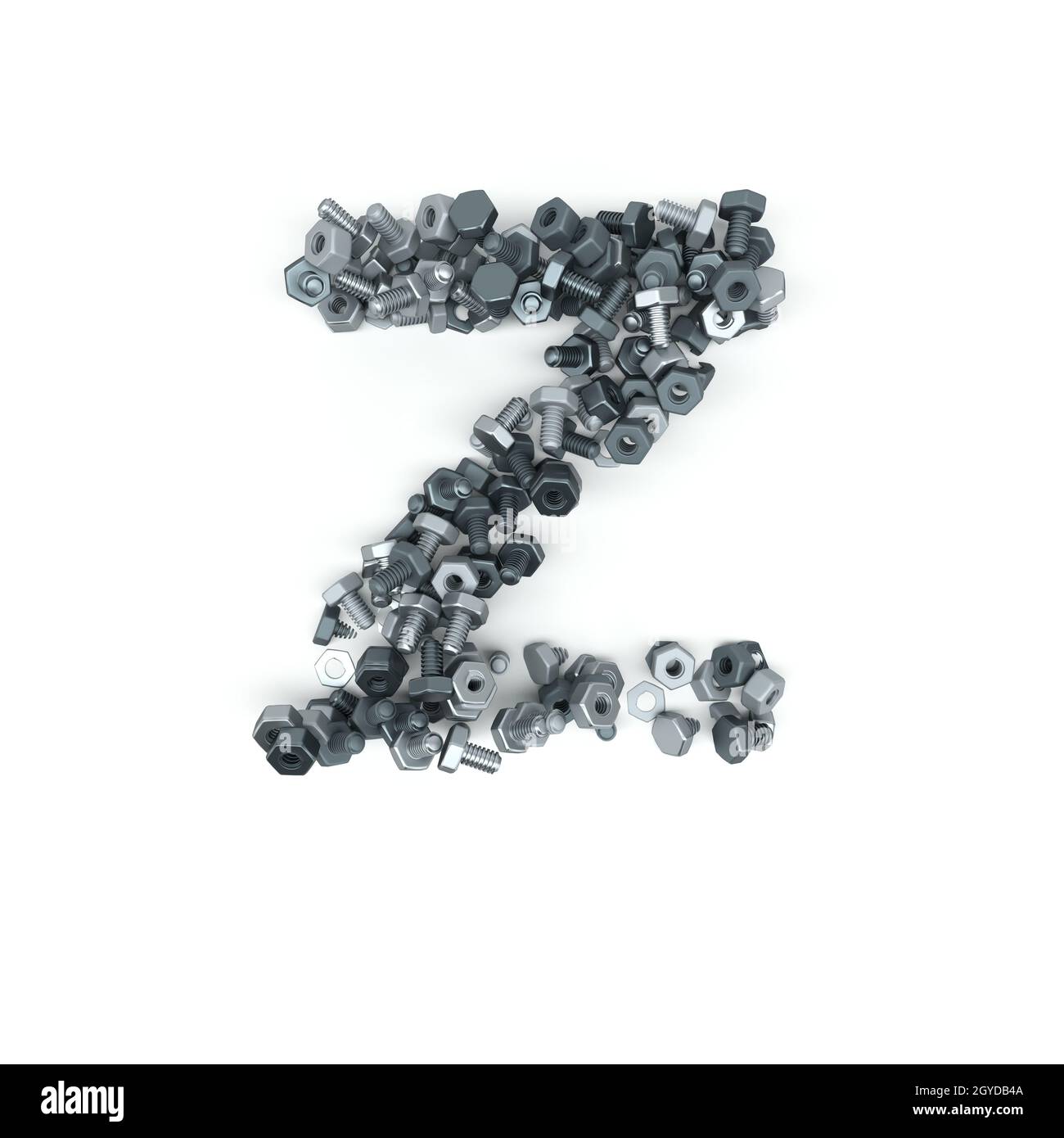 3D Render of Alphabet Letter of Nuts and Bolts Stock Photo - Alamy