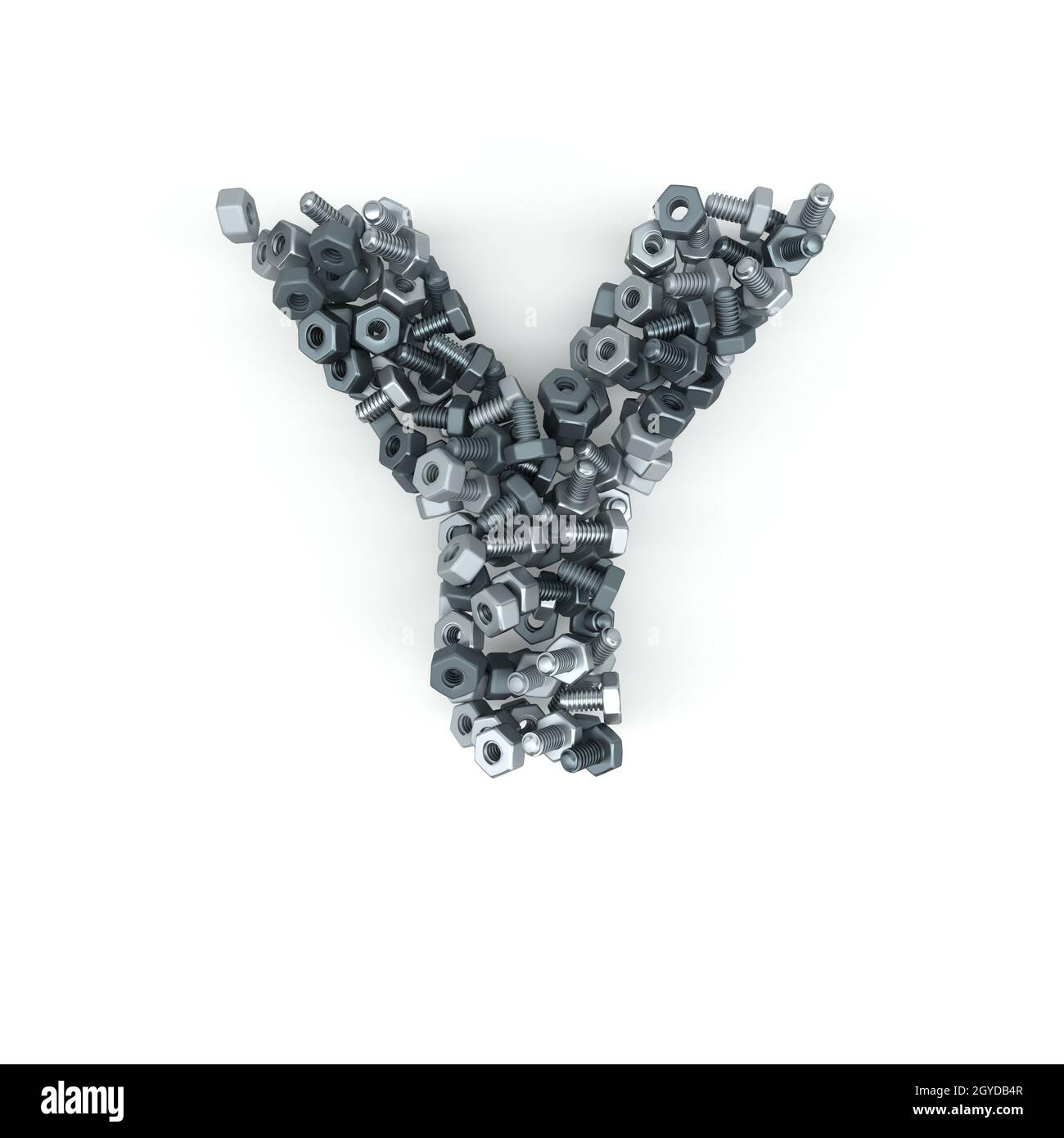 3D Render of Alphabet Letter of Nuts and Bolts Stock Photo - Alamy