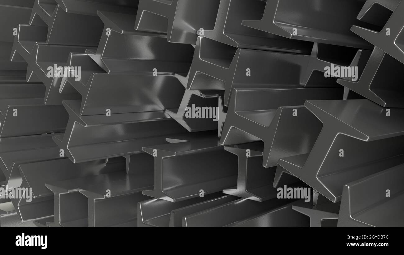 render of 3d construction metal beams Stock Photo - Alamy